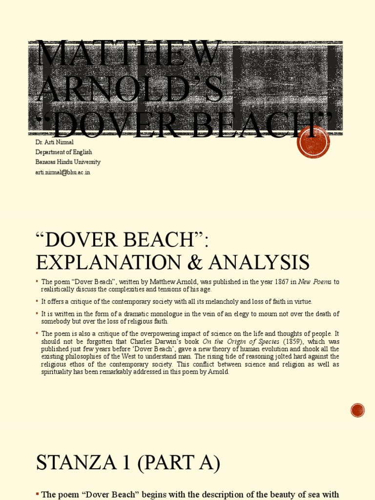 Dover Beach: Analysis and Explanation | PDF | Poetry | Classics