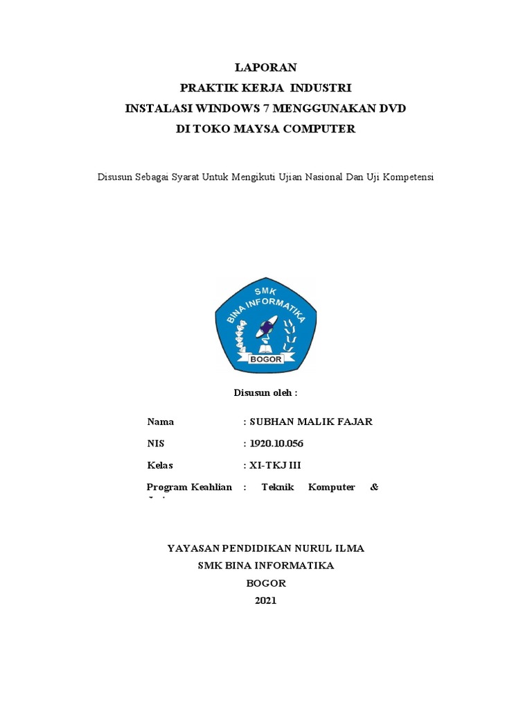 Laporan Subhan TKJ | PDF | Bisnis | Komputer