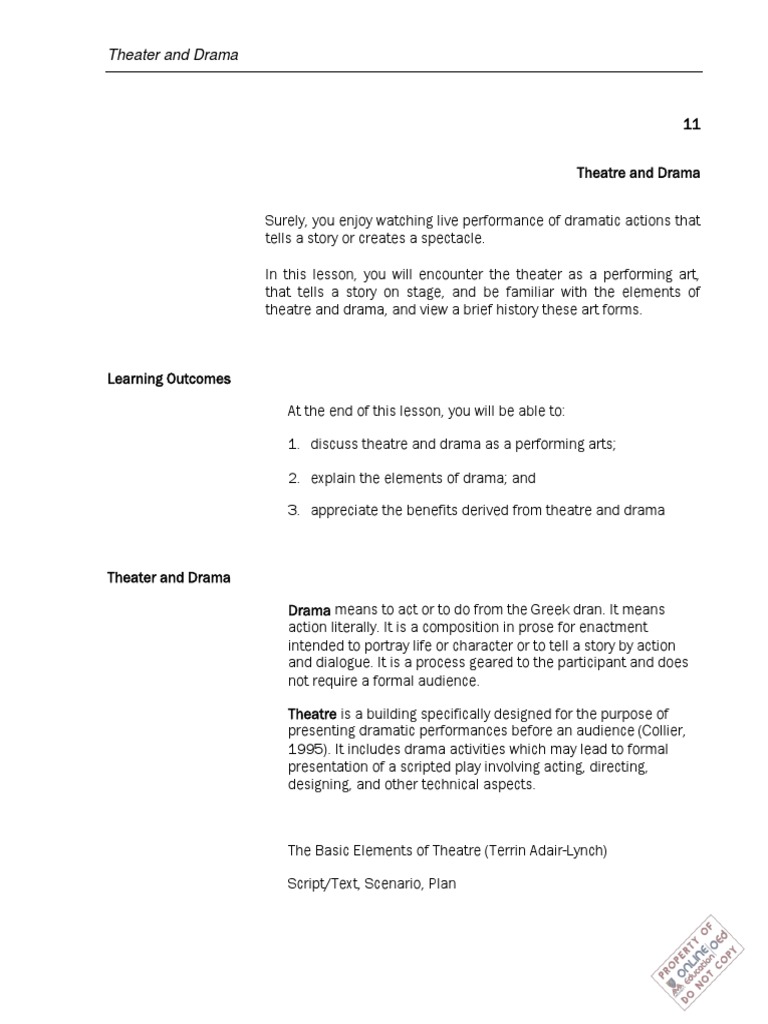 Week011 Theatre and Drama | PDF | Theatre | Play (Theatre)