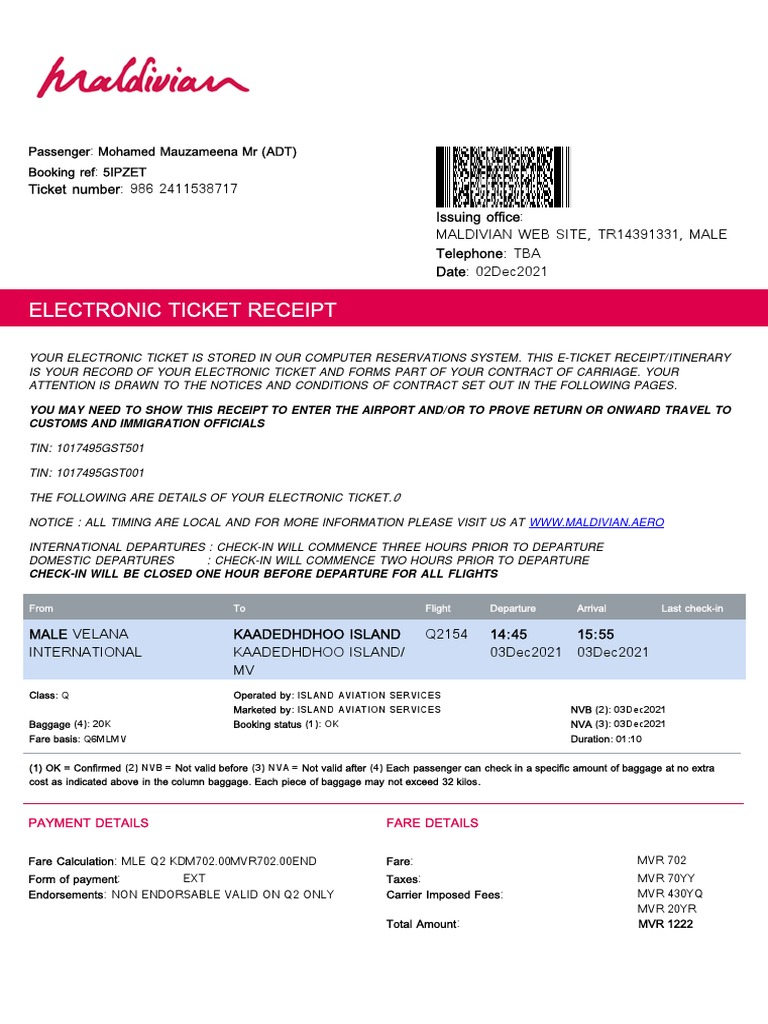 Your Electronic Ticket-EMD Receipt | PDF | Transport | Airlines