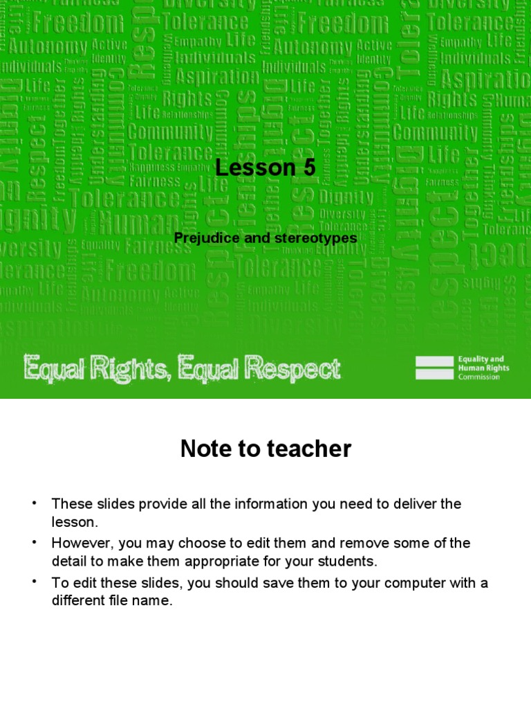 Lesson 5: Prejudice and Stereotypes | PDF | Prejudices | Stereotypes