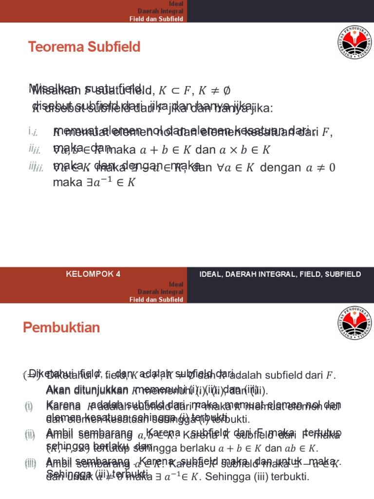 Teorema Subfield dan Pembuktiannya | PDF