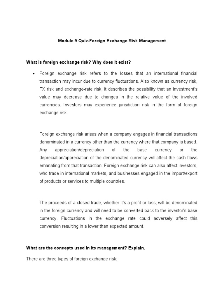 Managing Foreign Exchange Risk: Understanding Transaction, Translation ...