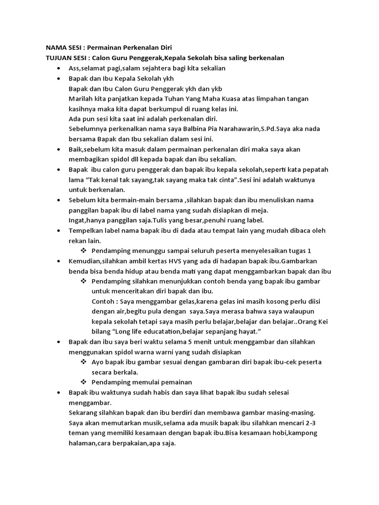 Sesi Perkenalan Diri | PDF