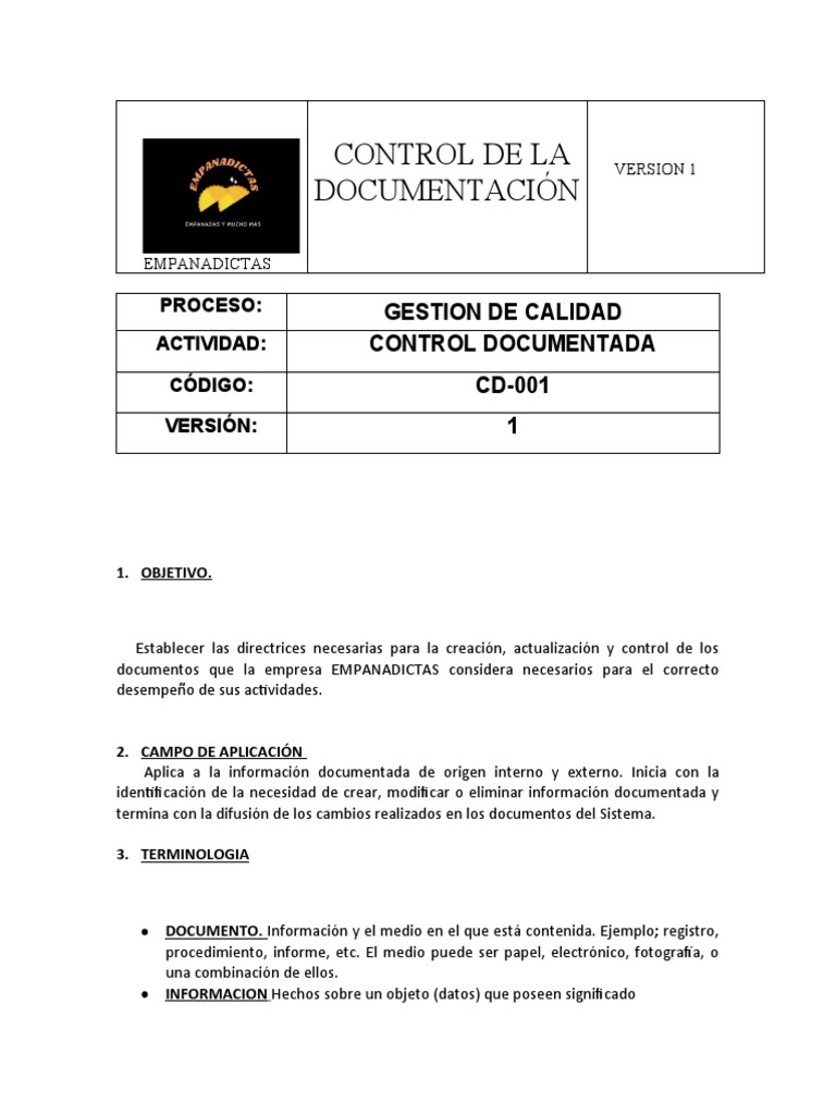 Control de La Documentacion | PDF | Calidad (comercial) | Archivo de computadora