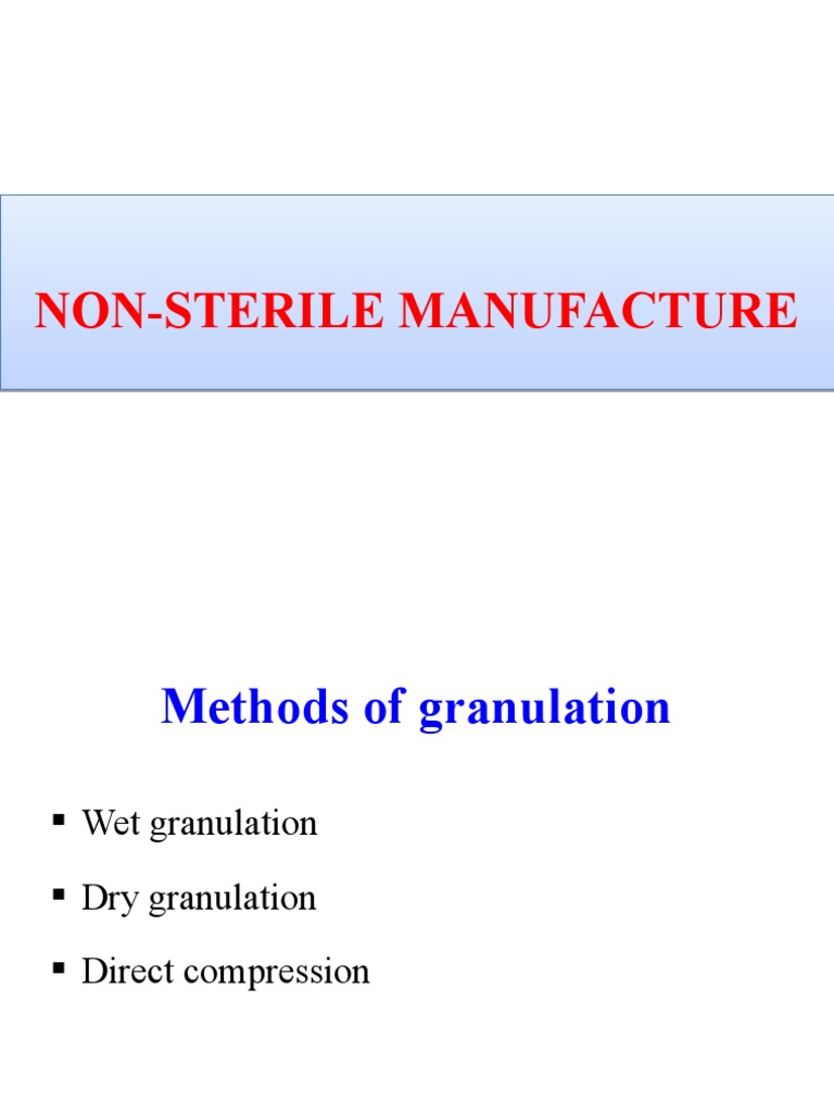 Non-Sterile Pharmaceutical Manufacturing | PDF | Tablet (Pharmacy ...
