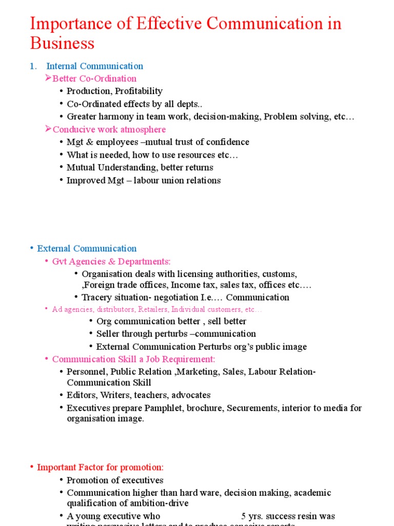 Importance of Effective Communication in Business | PDF | Sales ...