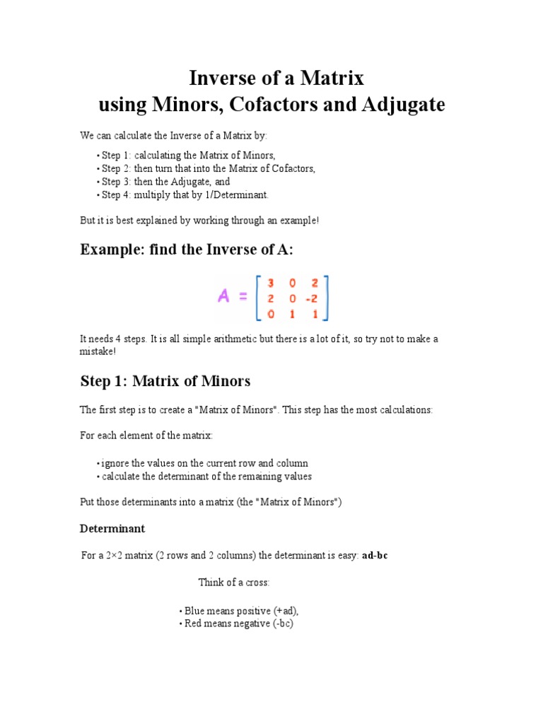 Inverse Matrix Calculation Steps | PDF | Determinant | Matrix (Mathematics)