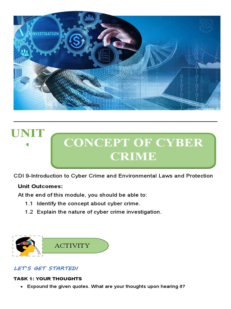 Concept of Cyber Crime Investigation: Unit 1 | Download Free PDF ...