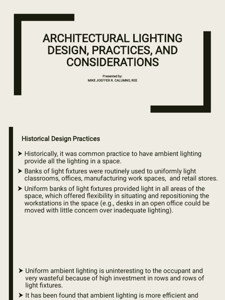 Architectural Lighting Design, Practices, and Considerations | PDF ...