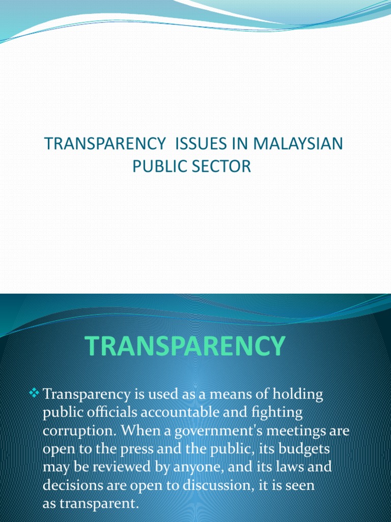 Transparency Issues in Malaysian Public Sector | PDF | Integrity ...