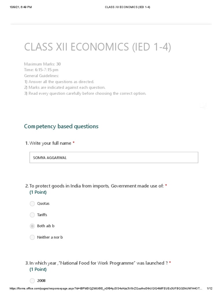 Class Xii Economics (Ied 1-4) | PDF | Green Revolution | Foreign Direct ...