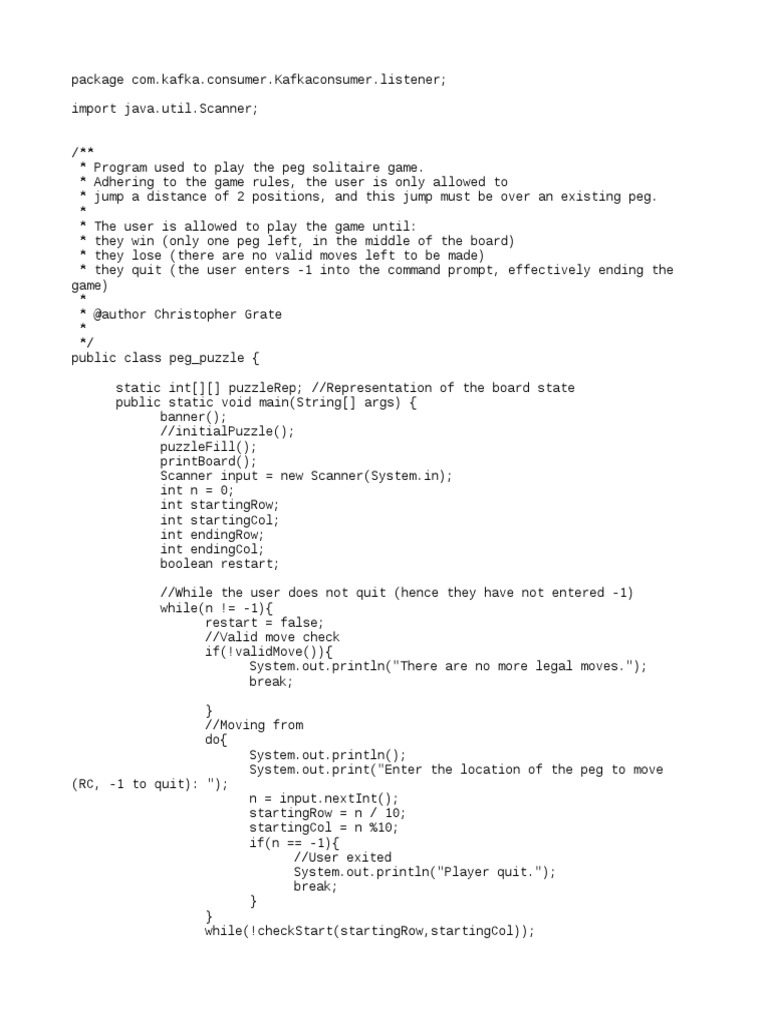 Peg Puzzle - Java | PDF | Boolean Data Type | Computing