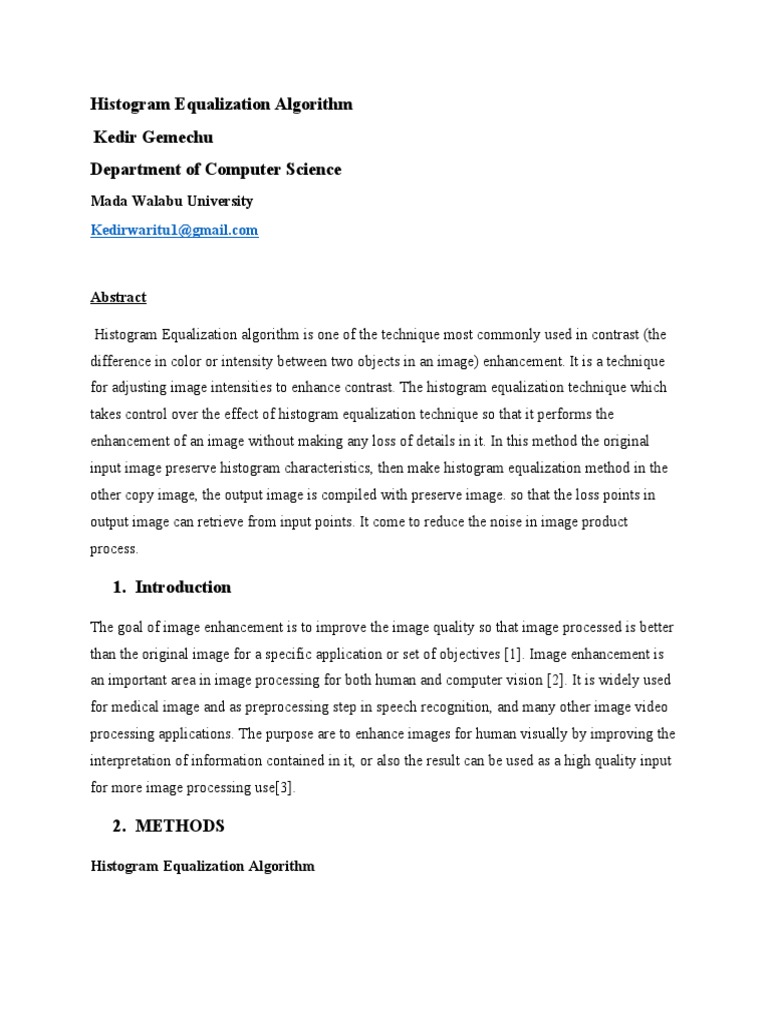 Histogram Equalization Algorithm | PDF | Image Editing | Cognitive Science