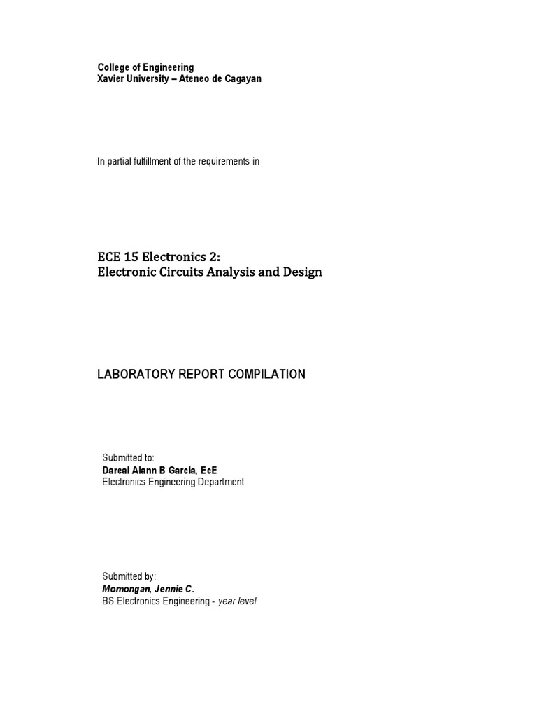 Electronics Lab Report Compilation | PDF | Field Effect Transistor | Mosfet