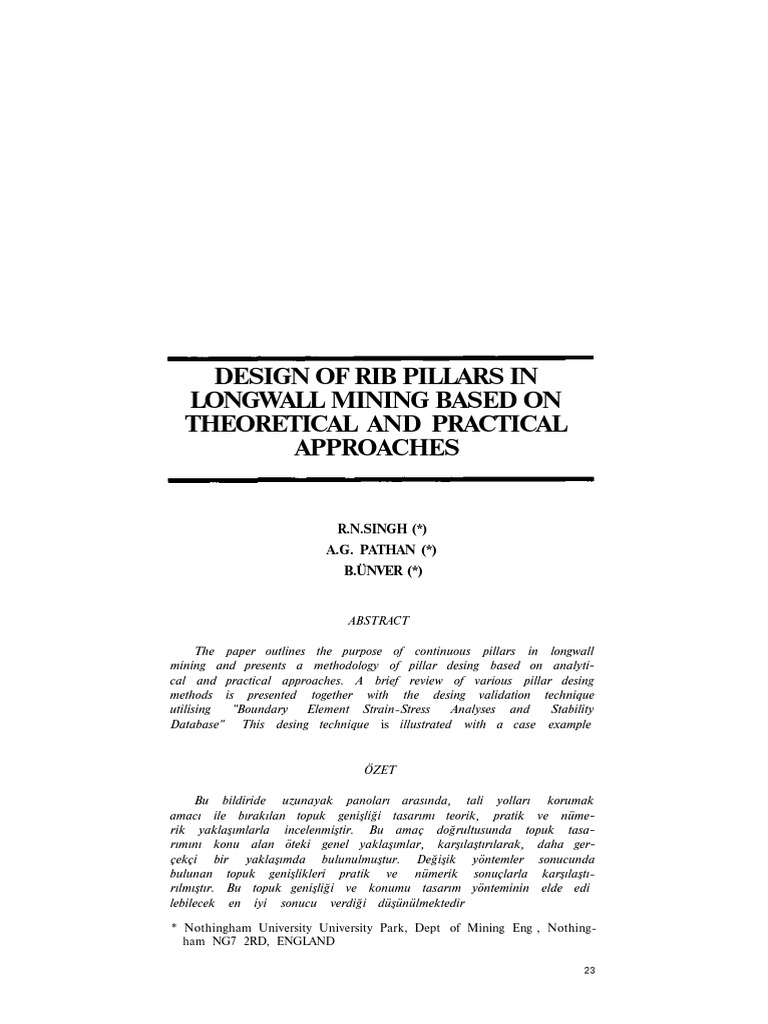 Longwall Mining Rib Pillar Design | PDF | Strength Of Materials ...