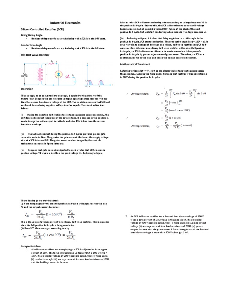 Industrial Electronics: Silicon Controlled Rectifier (SCR) | PDF | Rectifier | Alternating Current
