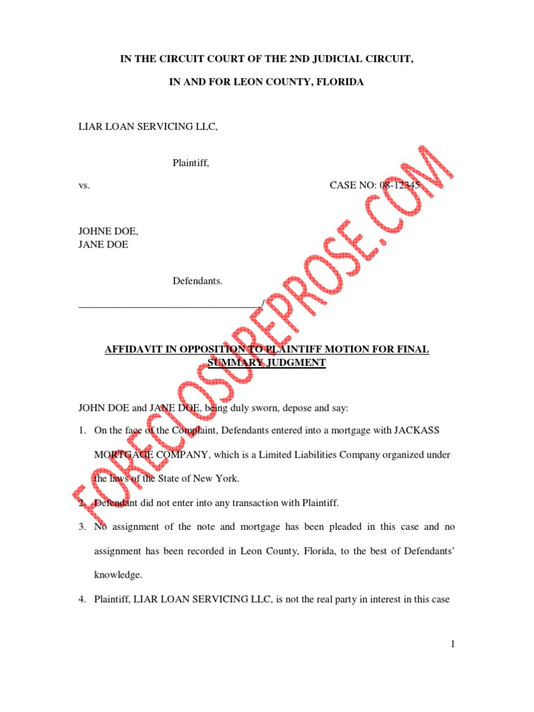 AffdvtOpposing Motion Summary Judgement | PDF | Summary Judgment ...
