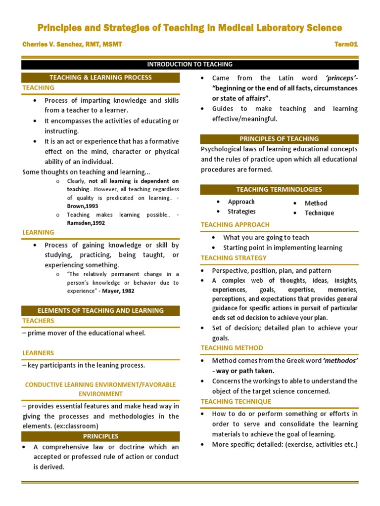 Principles and Strategies of Teaching in Medical Laboratory Science ...
