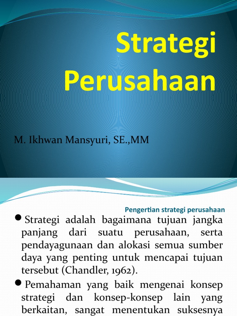 Chapter 2 Tujuan Dan Strategi Perusahaan | PDF