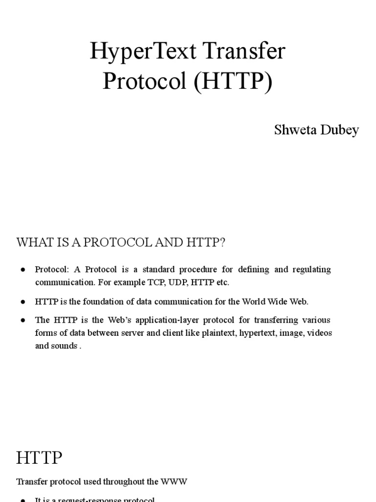 Hypertext Transfer Protocol (HTTP) : Shweta Dubey | PDF | Hypertext Transfer Protocol | World ...
