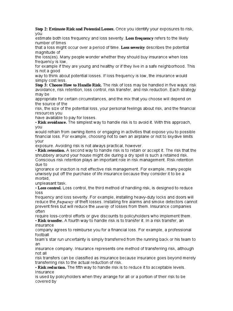 Step 2: Estimate Risk and Potential Losses. Once You Identify Your ...