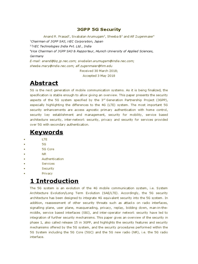 5G Security | PDF | Computer Network | Encryption