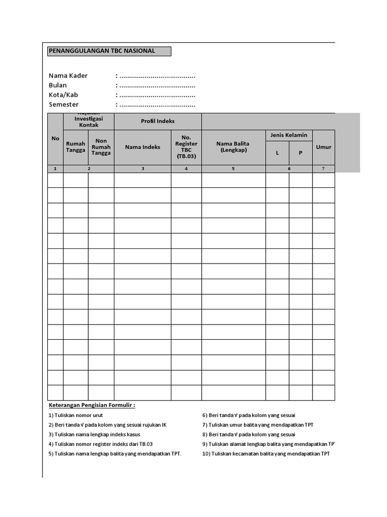 Formulir TPT untuk Anak TBC | PDF