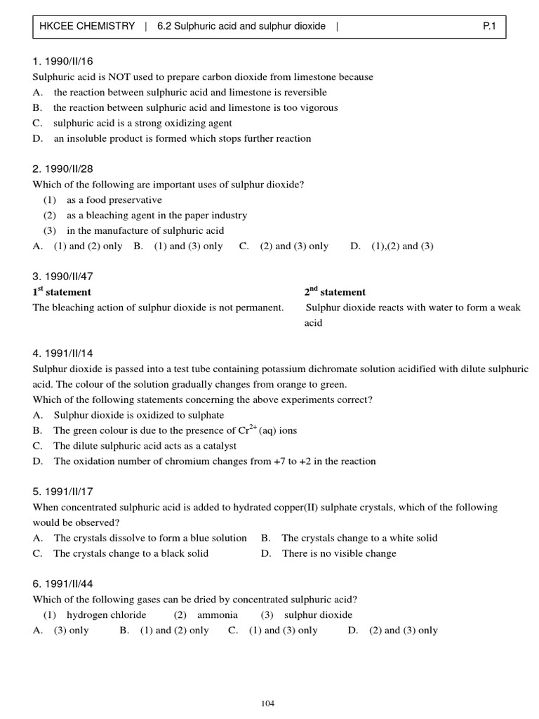 Sulphuric Acid and Sulphur Dioxide | PDF | Sulfuric Acid | Oxide