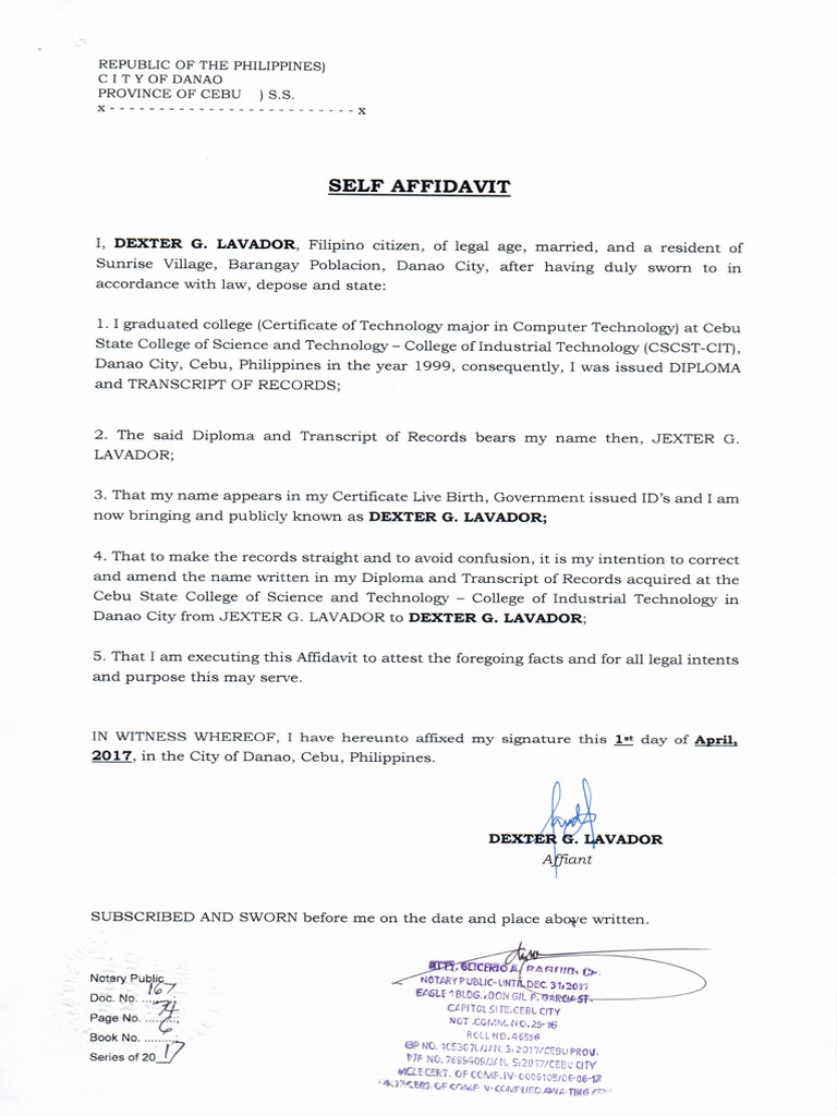Self Affidavit | PDF