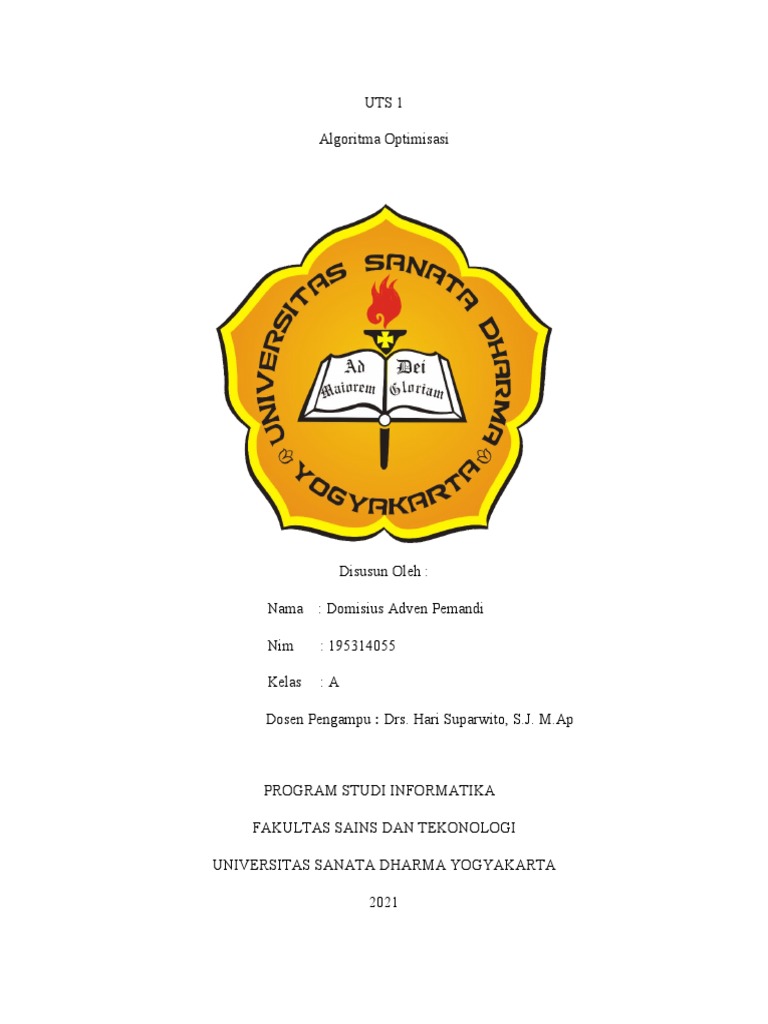UTS Algoritma Optimisasi - 195314055 | PDF