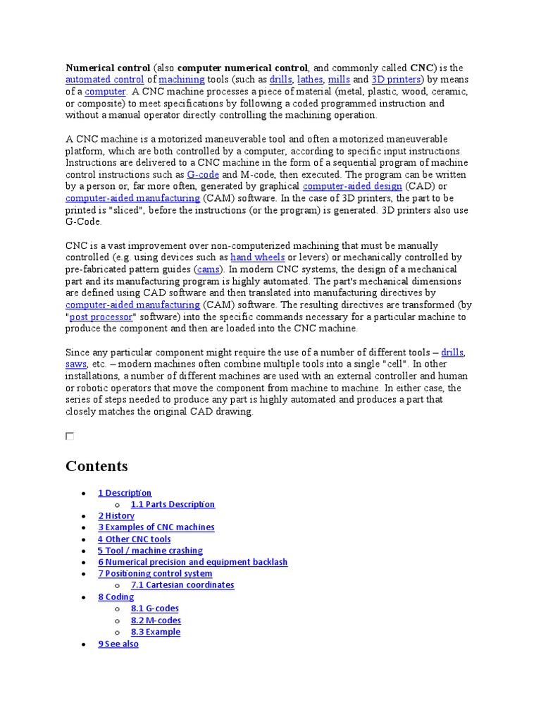 Automated Control Machining Drills Lathes Mills 3D Printers Computer ...