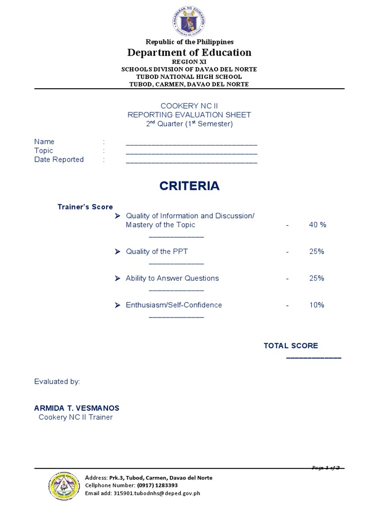 Criteria For Reporting | PDF