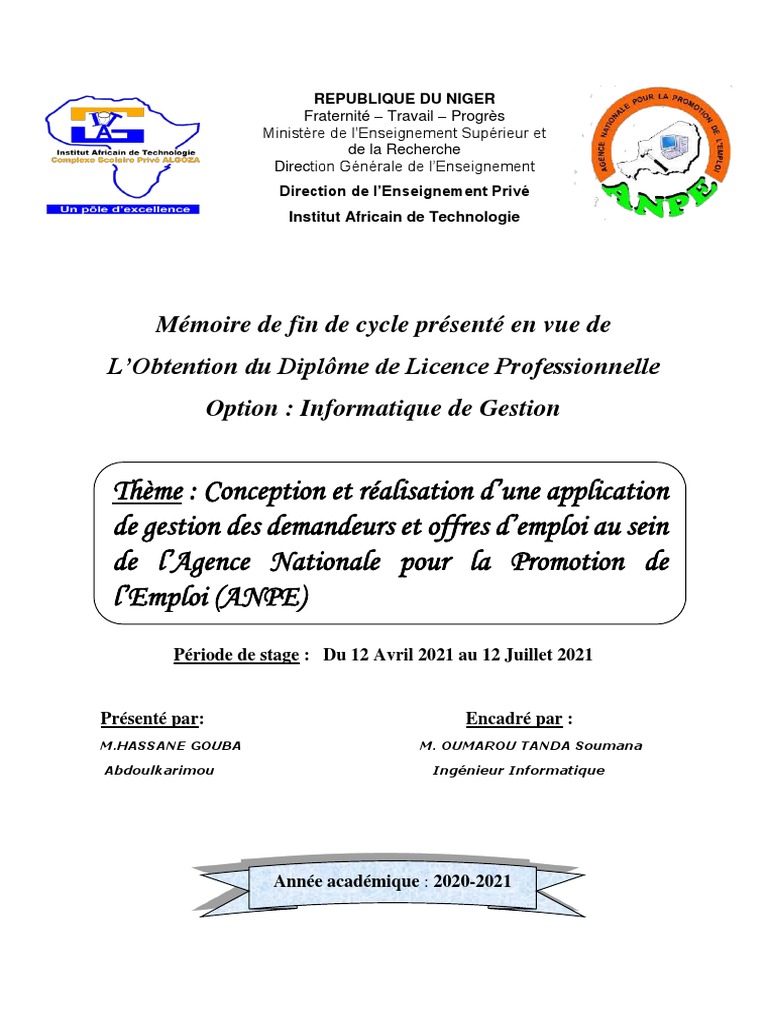 A-KARIMOU Memoire Final Corriger | PDF | Comptabilité | Application