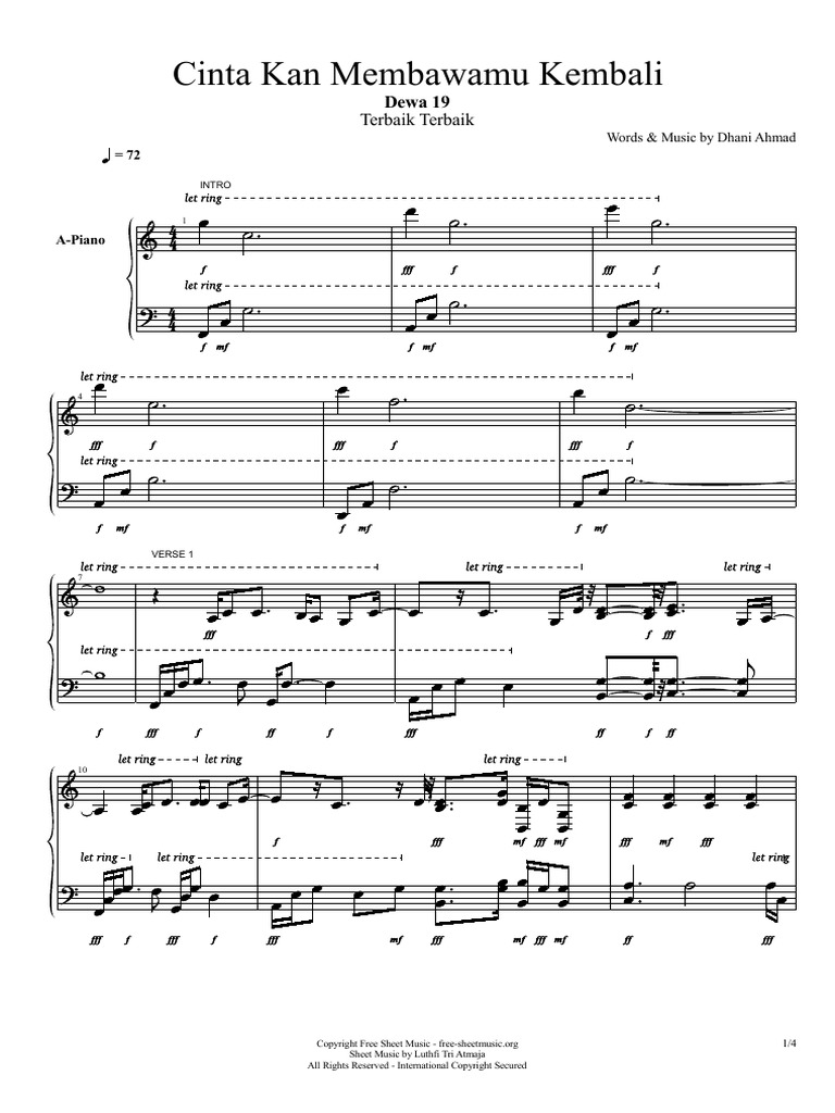 Dewa 19 - Cinta Kan Membawamu Kembali (Piano Sheet) | PDF