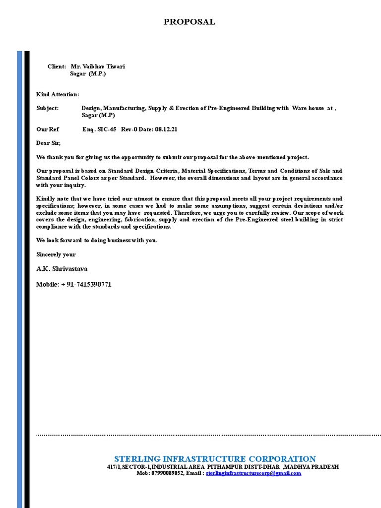 Techno-Commercial Offer of PEB Building With Civil | PDF | Economic Sectors | Building Engineering