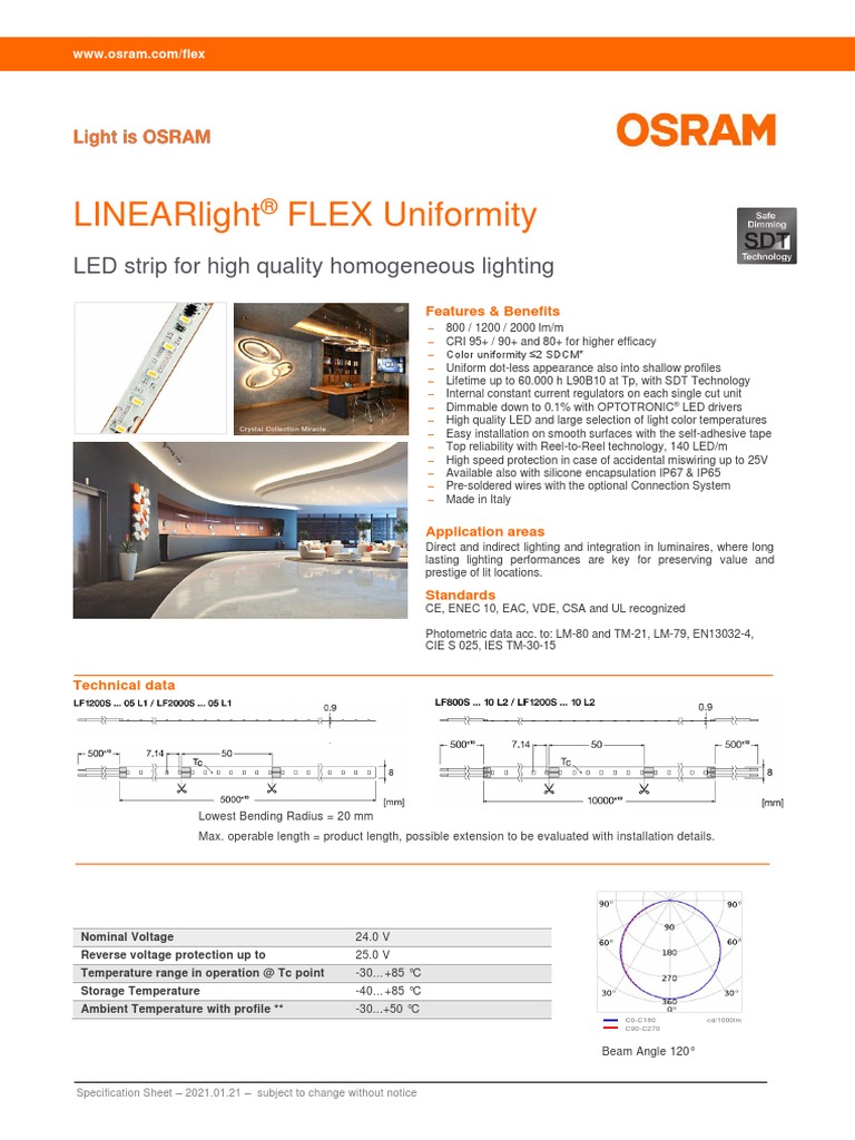 LINEARlight Flex Uniformity Specification Sheet (EN) | PDF | Lighting | Manufactured Goods