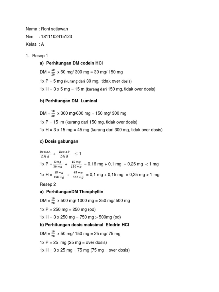 A) Perhitungan DM Codein HCL | PDF