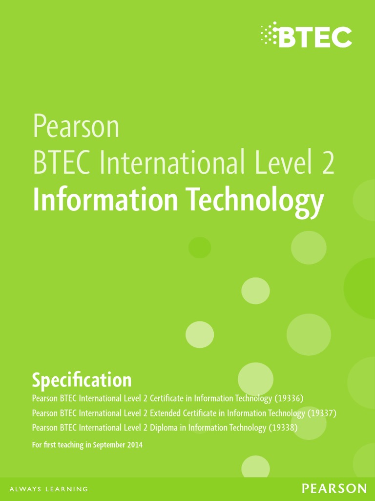 BTEC Int Level 2 IT Specification | PDF | Educational Assessment ...