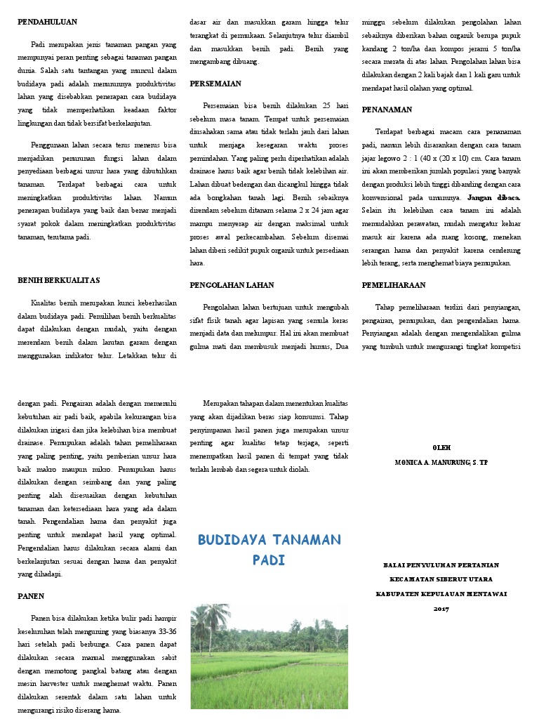 Folder Budidaya Padi 2017 | PDF | Teknologi & Rekayasa