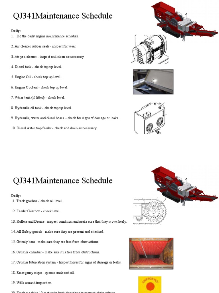 Draft QJ341 Maintenance | PDF | Bearing (Mechanical) | Belt (Mechanical)