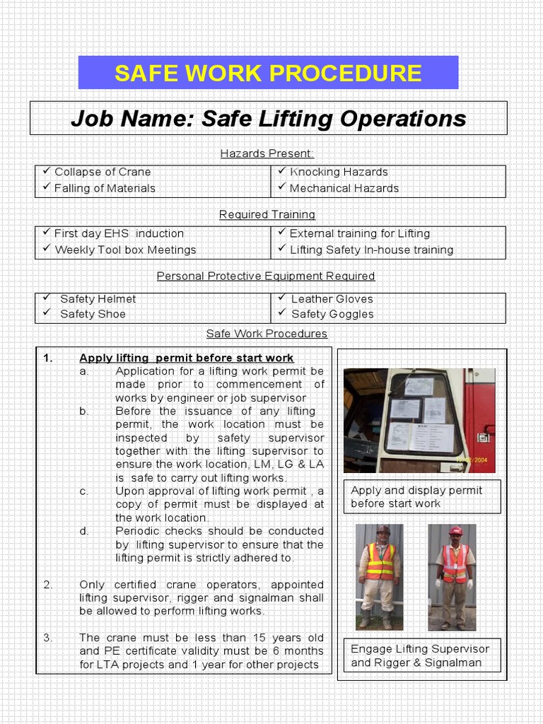 2 Safe Lifting Operations | PDF | Crane (Machine) | Personal Protective ...