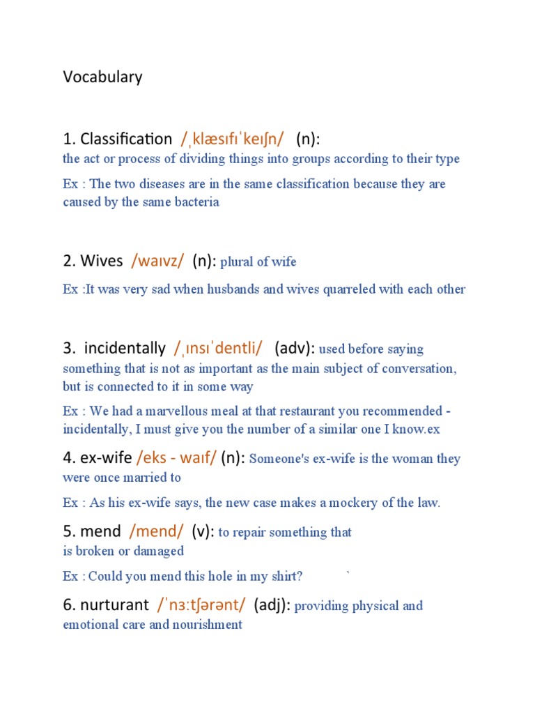 A Collection of Useful Vocabulary Words and Their Definitions | PDF ...