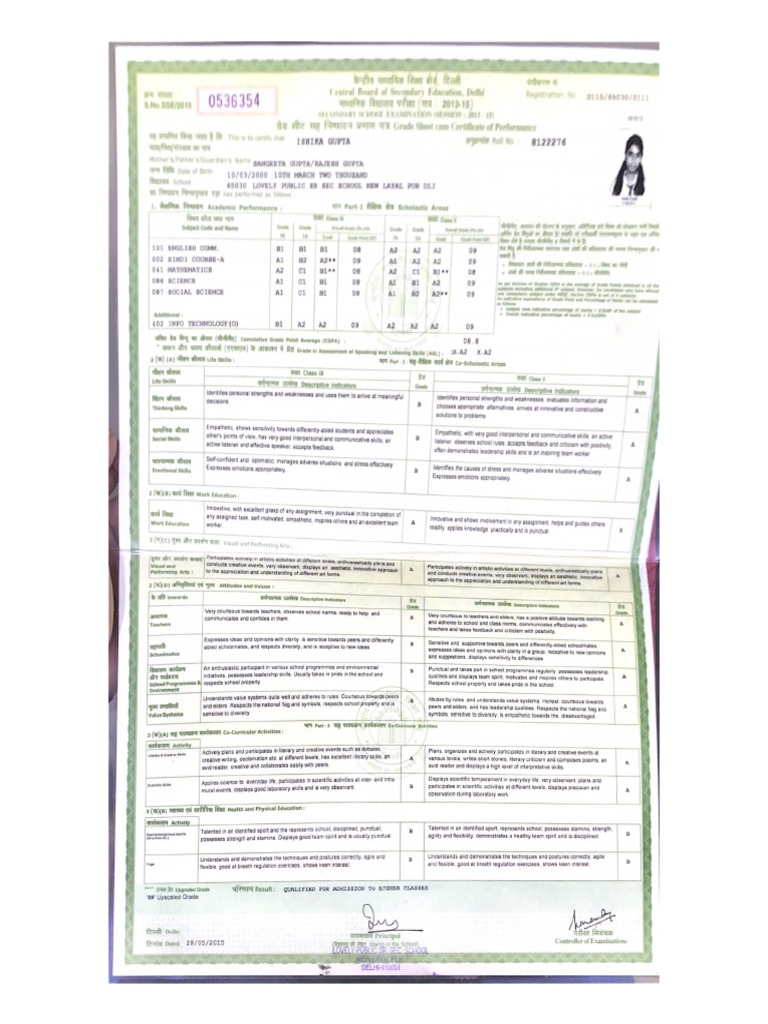 10 Class Marksheet | PDF