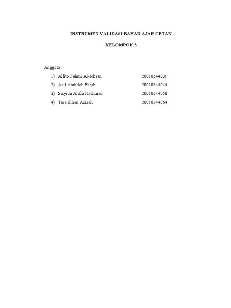 Instrumen Validasi Bahan Ajar Cetak | PDF