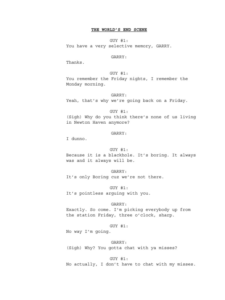 The World's End Script | PDF