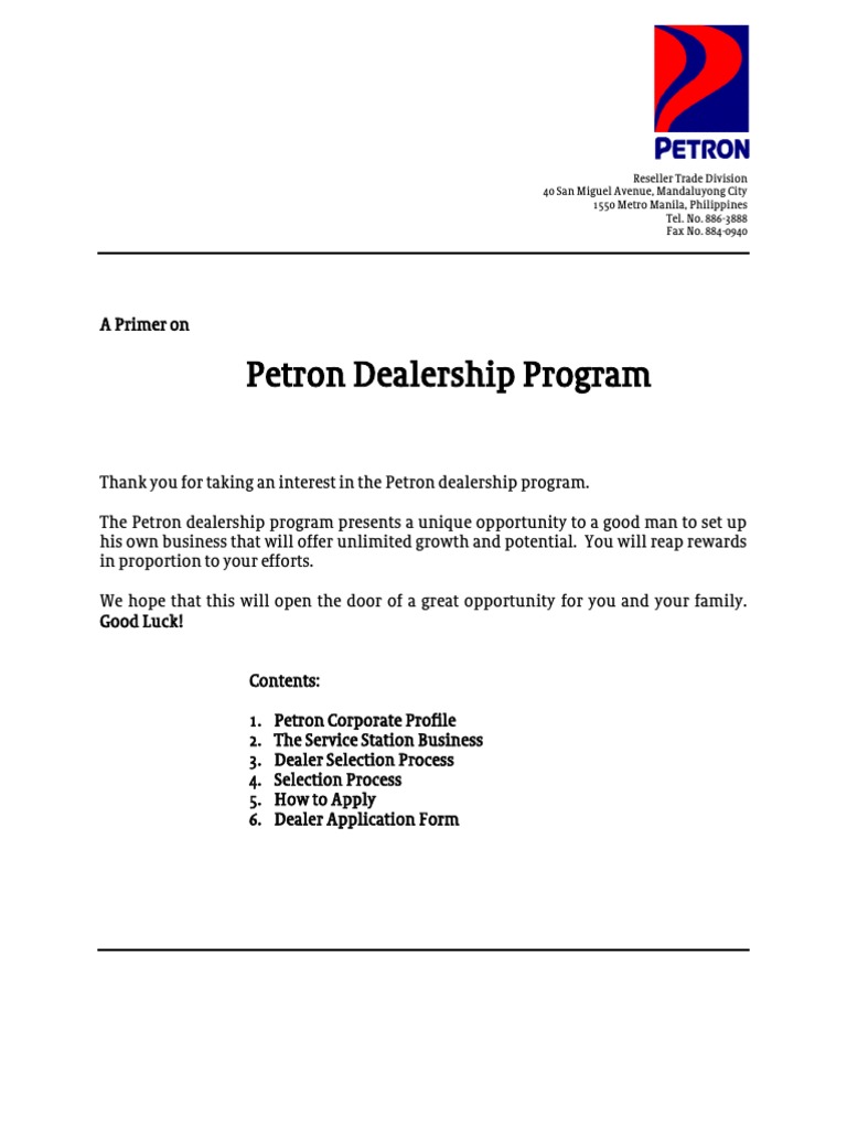 Primer Dealership Application Petron | PDF | Economies | Business
