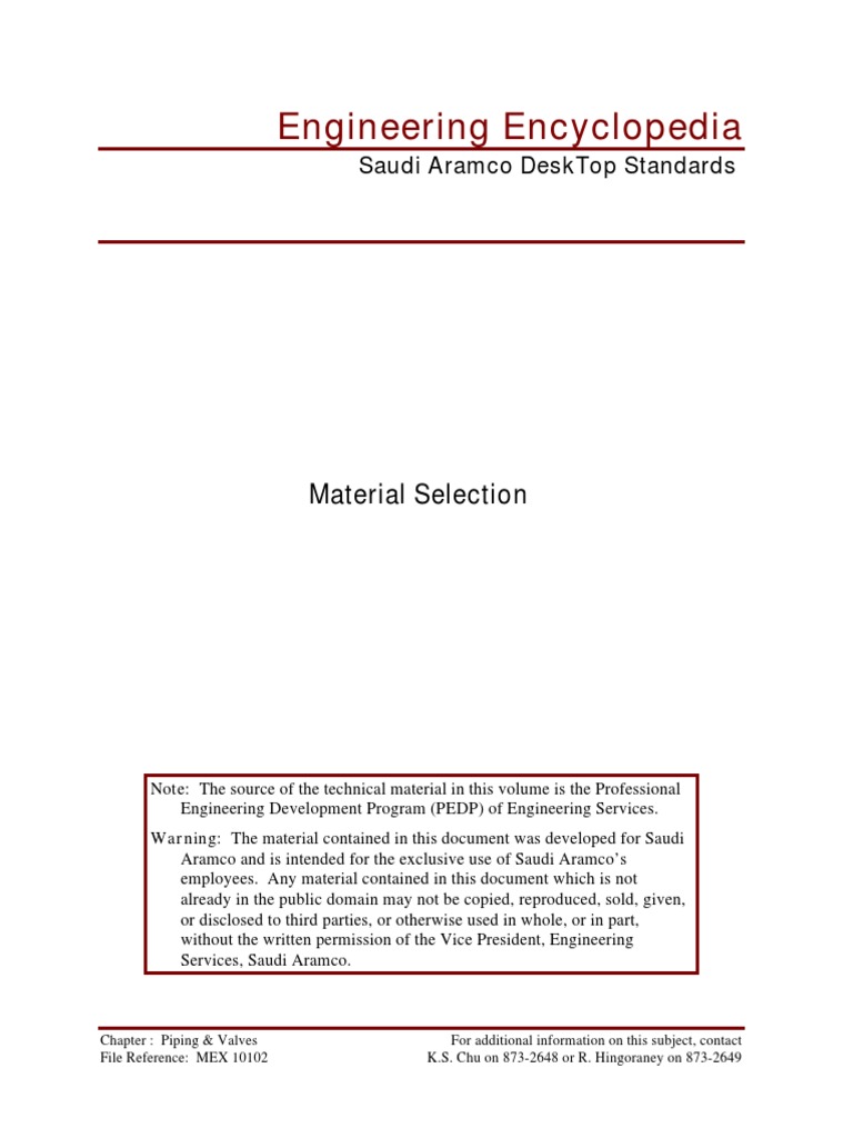 Piping Material Selection PDF Free | PDF | Technology & Engineering