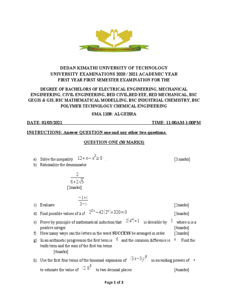 Sma 1108 March 2020-To Print | PDF | Numbers | Quadratic Equation