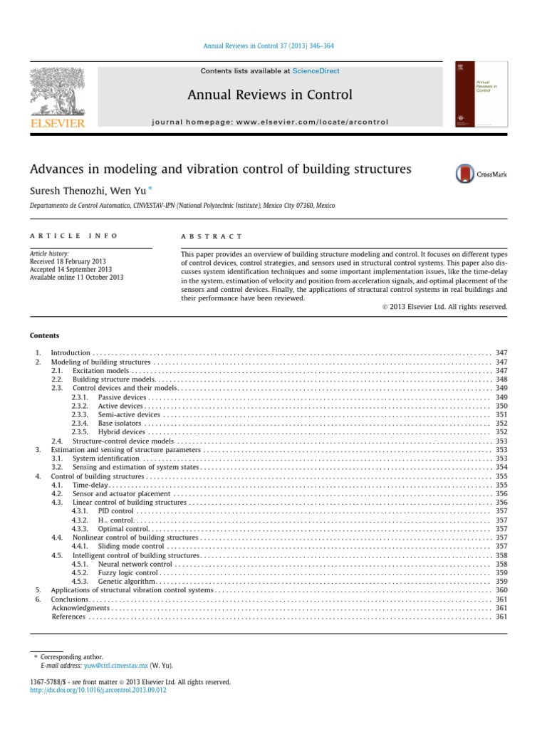 Advances in Modeling and Vibration Control of Building Structures | PDF ...